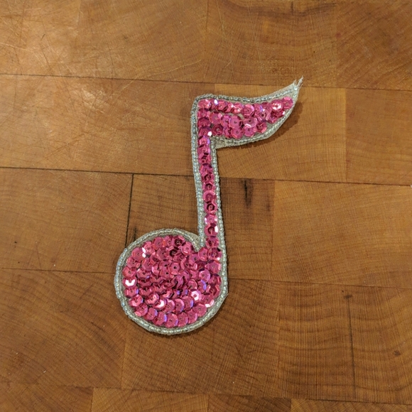 Accessories | Sequined Pink Music Note Patch Or Pin | Poshmark